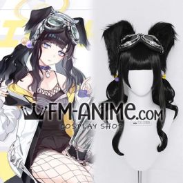 Blue Archive Nekozuka Hibiki Cosplay Wig Commission, Black Wig, Wavy ...