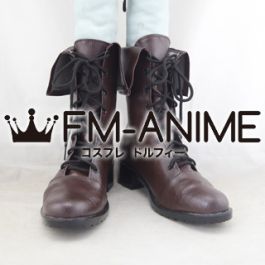FM-Anime – Brown Plain Colored PU Leather Black Shoestring Block Chunky ...
