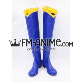 Aqua Cosplay Shoes Commission Blue PU Leather Thigh High Boots Custom ...